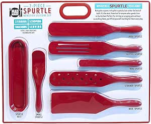 Mad Hungry 7-Piece Silicone Nonstick Spurtle Set (Red): Spatulas ...
