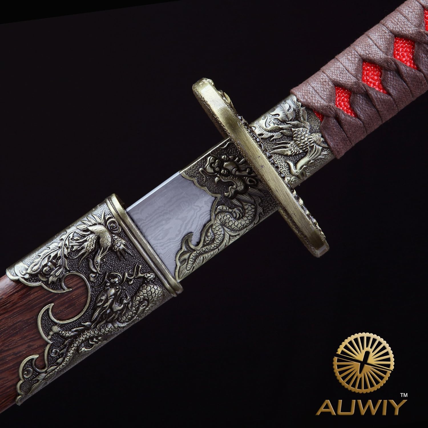 Amazon.com : Hand Forge Pattern Steel Chinese Sword Long Handle ...