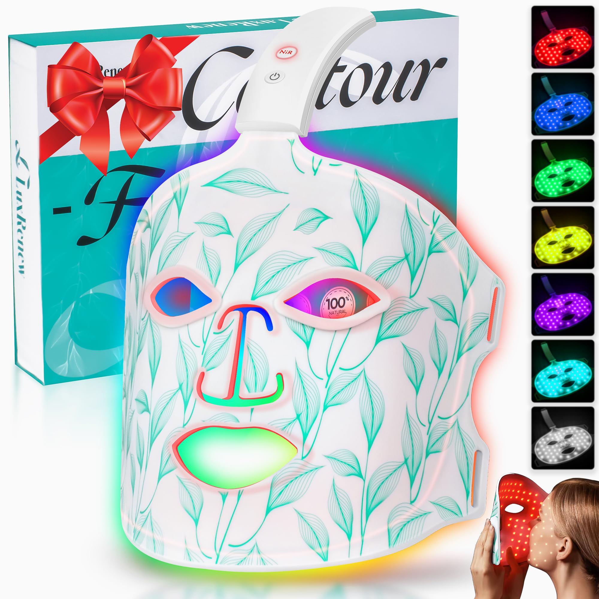Red Light Therapy For Face, Led Contour Face Mask Light Therapy, 7+1 ...