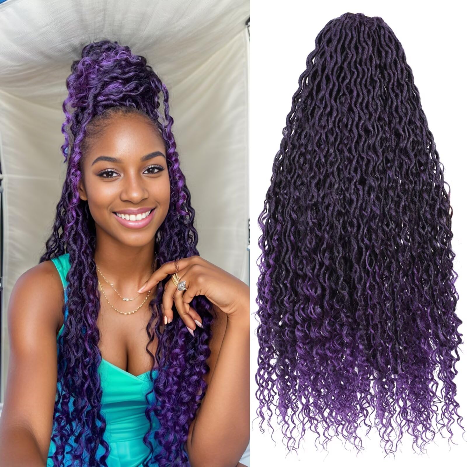8 Packs Purple River Locs Crochet Hair for Black Women Goddess Faux ...