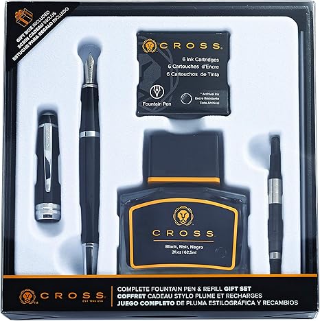 CROSS Bailey Black Lacquer Fountain Pen Gift Set incl. CROSS Black ...