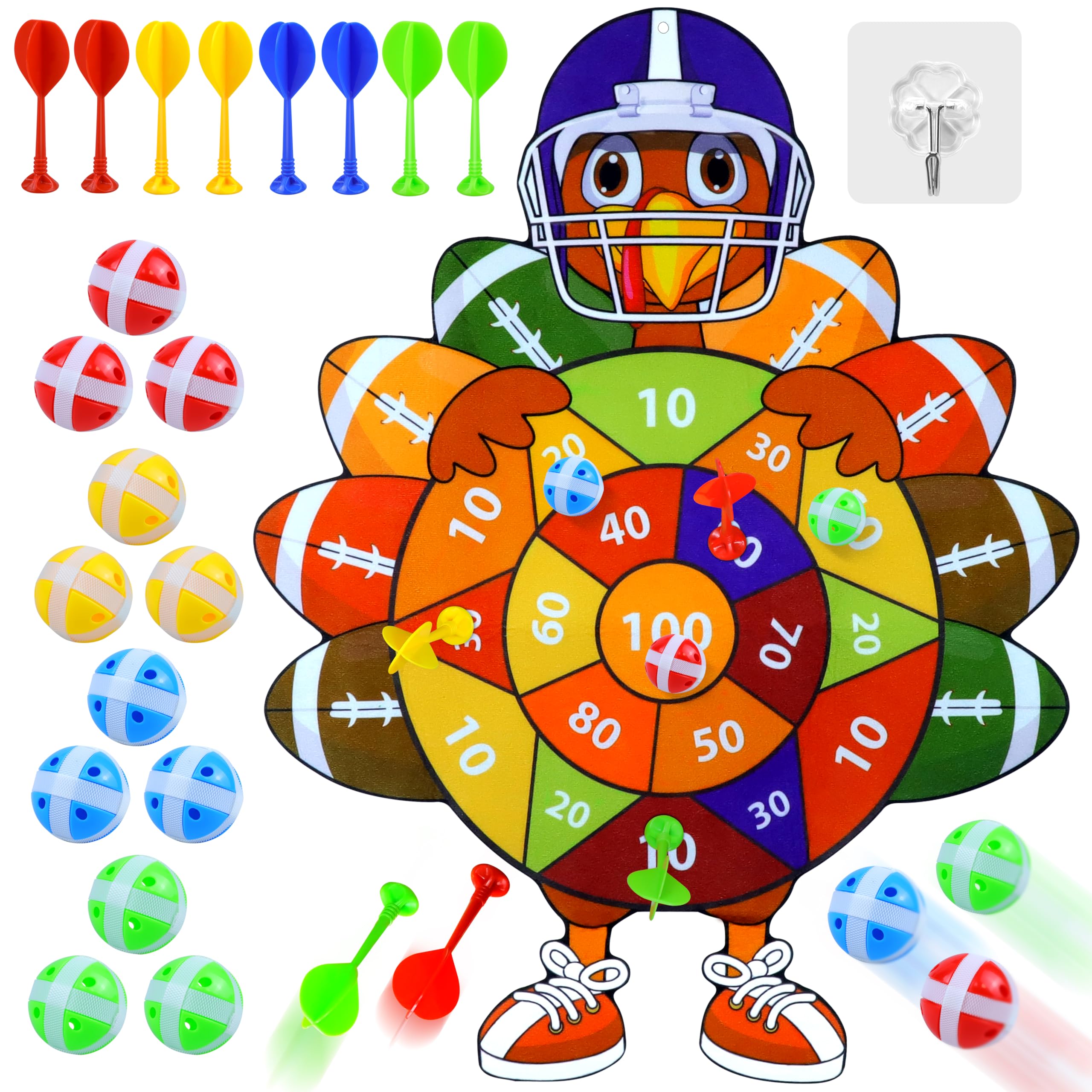Thanksgiving Games Turkey Dart Board for Family, Kids Adults with 12 ...