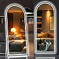 Amazon.com: Hasipu 71" X 32" Full Length Mirror with Lights, White Frame Arch Led Mirror Full ...
