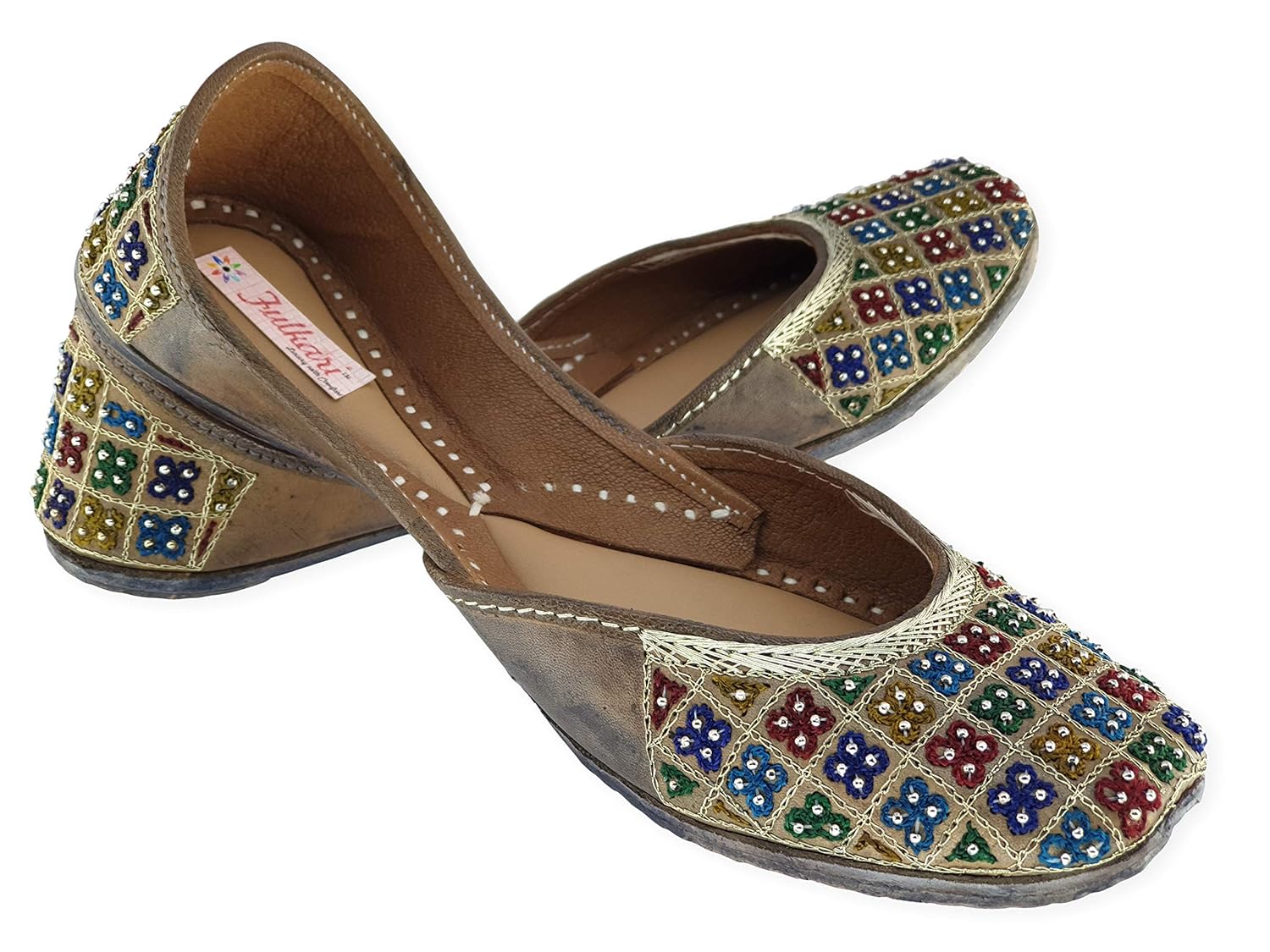 Fulkari Women's Phulkari Multicolor Genuine Soft Leather Jutis | Bite ...
