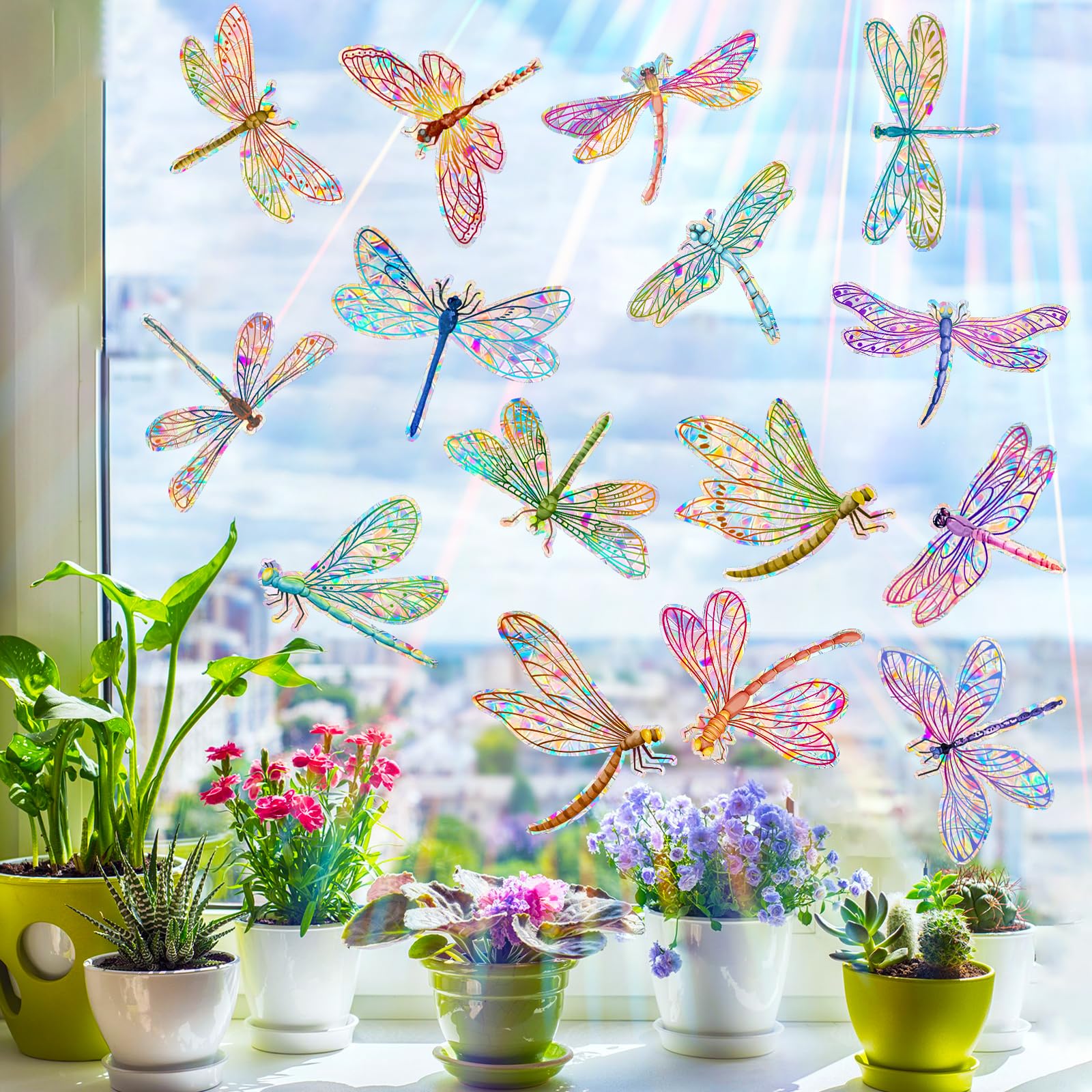 Suplanet Dragonfly Window Clings for Glass Windows, Bird Anti Collision ...