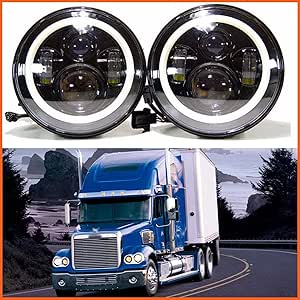 Amazon.com: For Freightliner Coronado 7 Inch LED Round Headlight Halo ...
