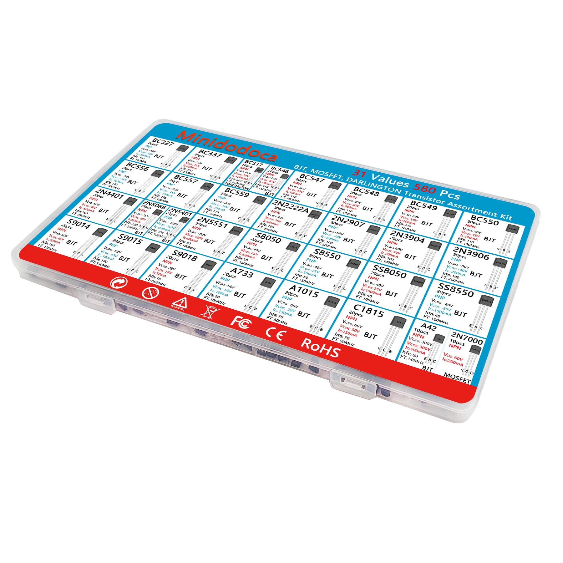 Mua 31 Kinds 580pcs Assorted Type General Purpose TO92 Transistors PNP ...