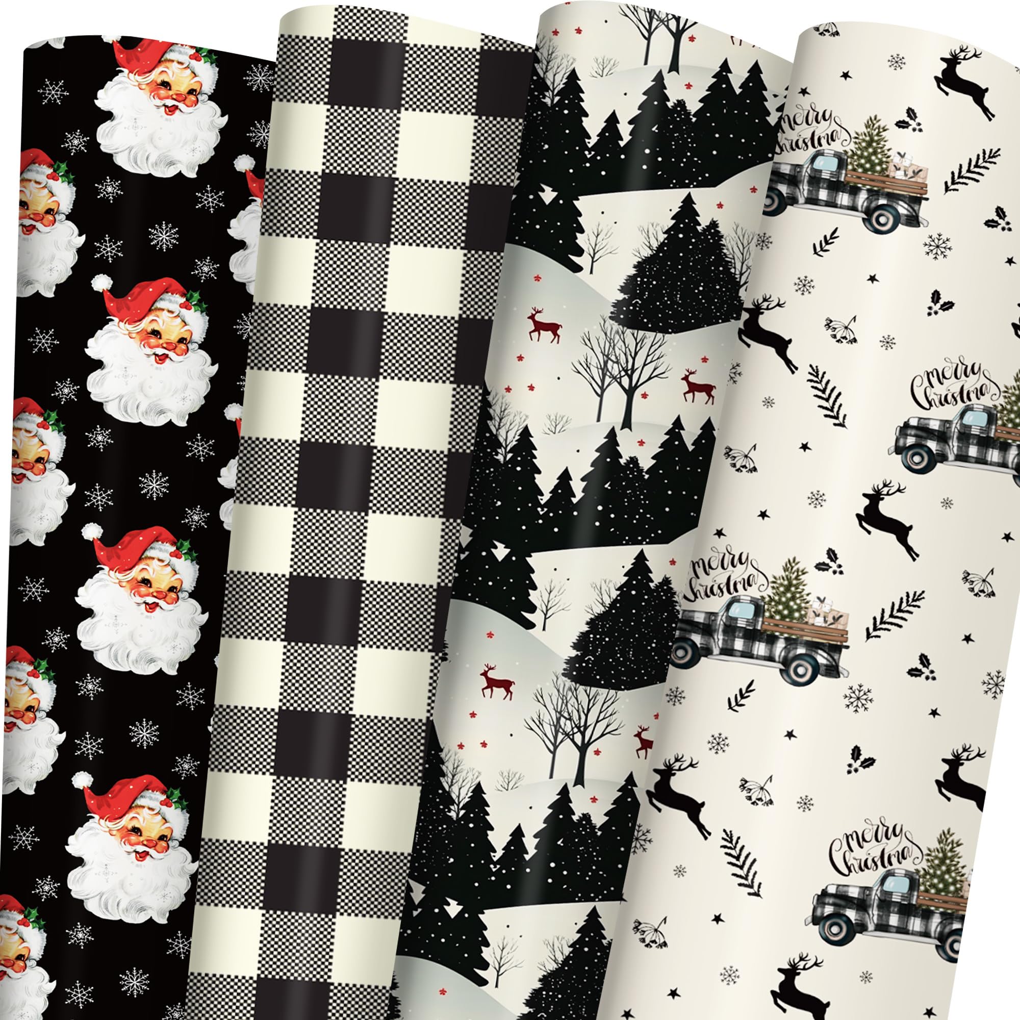 SaringSwoon Christmas Wrapping Paper - Santa Wrapping Paper with Winter ...