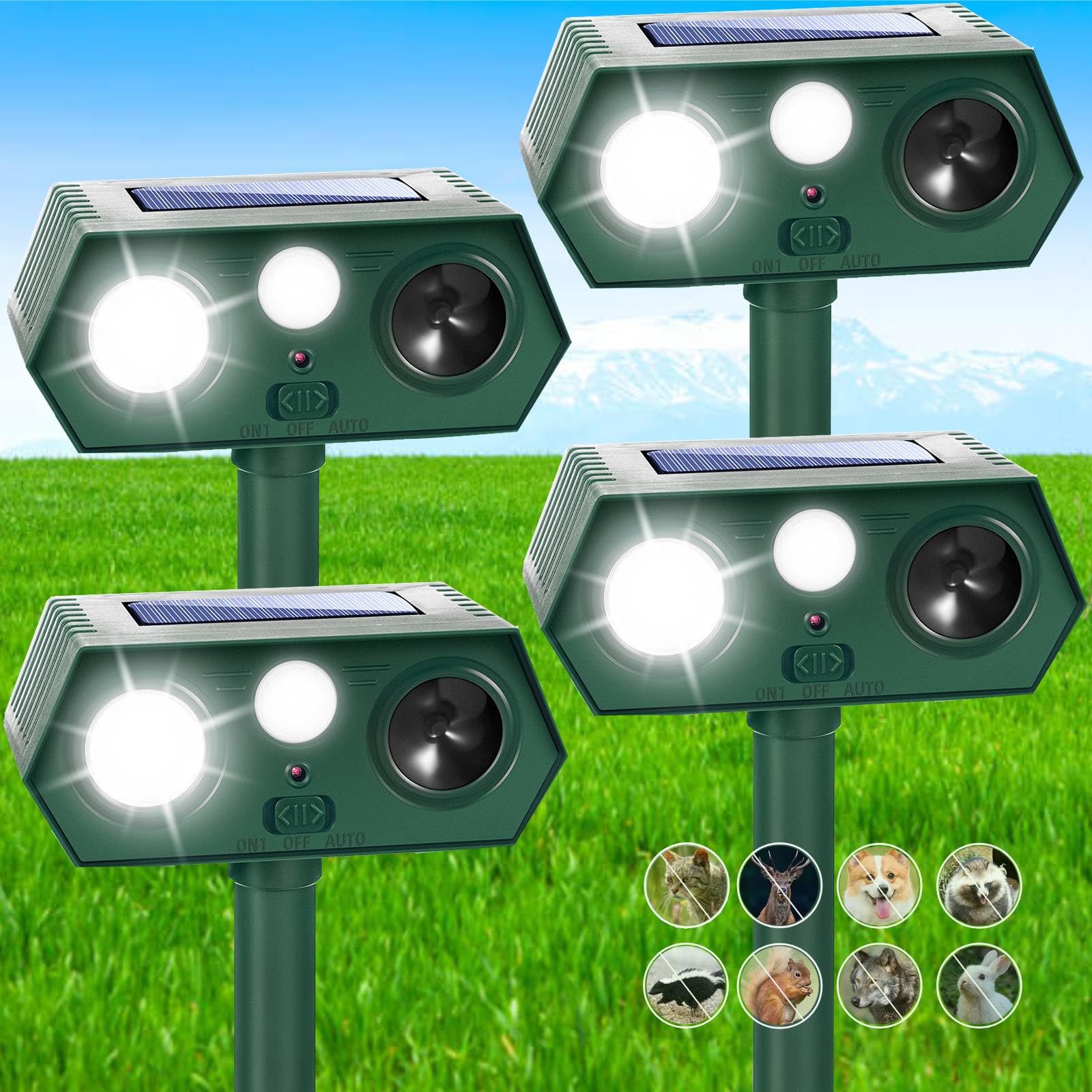 Coyote Deterrent, Squirrel Repellent Solar Ultrasonic Animal Repellent ...