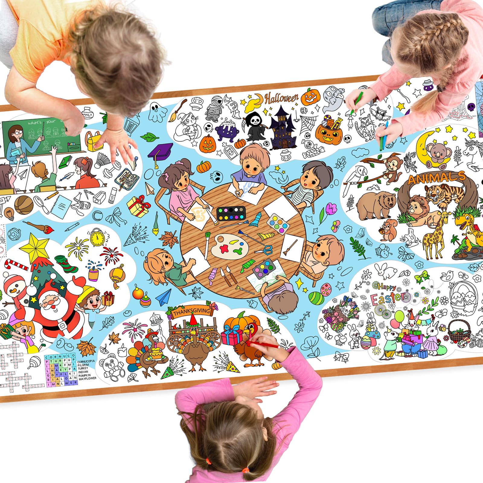 DDMY Giant Coloring Poster Coloring Tablecloth, 72 x 35.5 Inch DIY ...