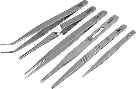 Rolson 59104 Stainless Steel Tweezers - 6 Pieces: Amazon.co.uk: DIY & Tools