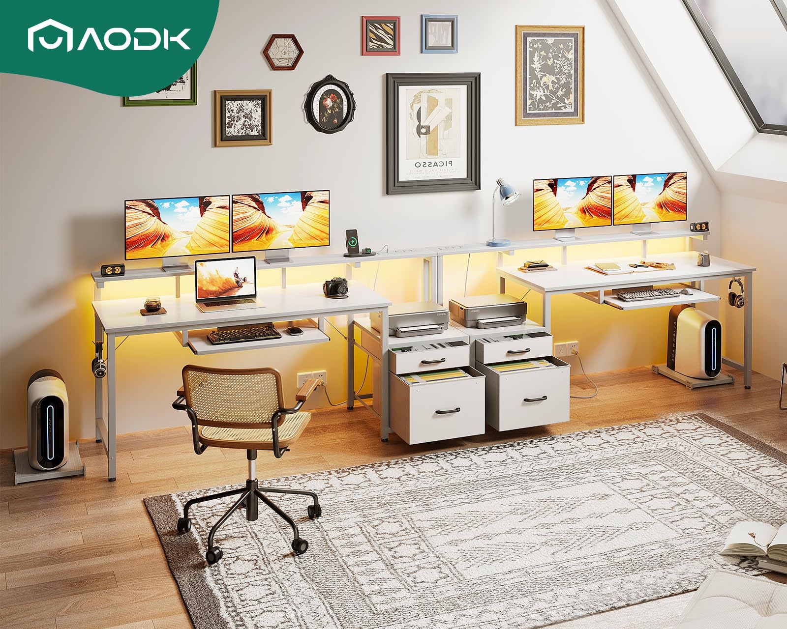 Mua AODK Computer Desk with Drawers and Keyboard Tray, 63" Office Desk ...