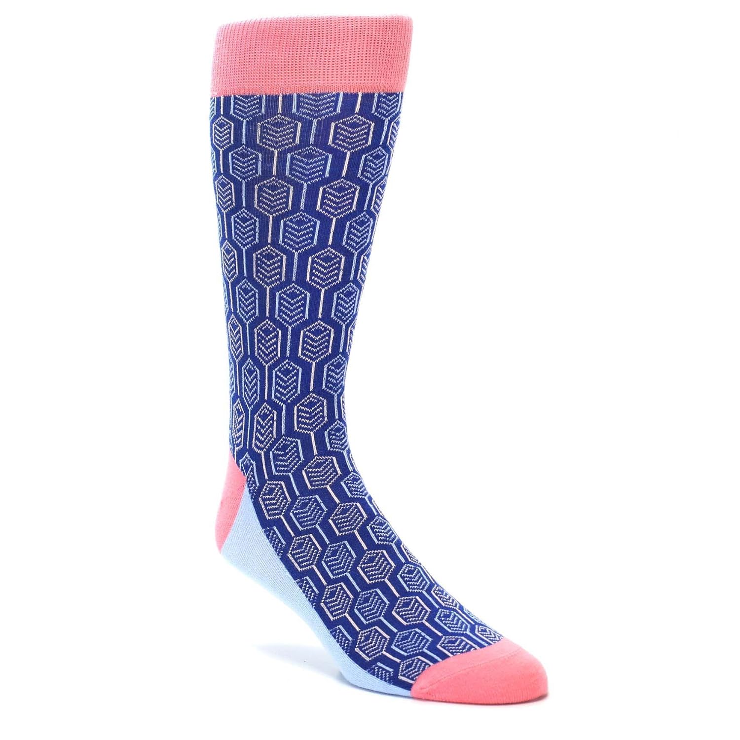 Statement Sockwear Feather Optics Men's Dress Socks (Blue Pink) at ...