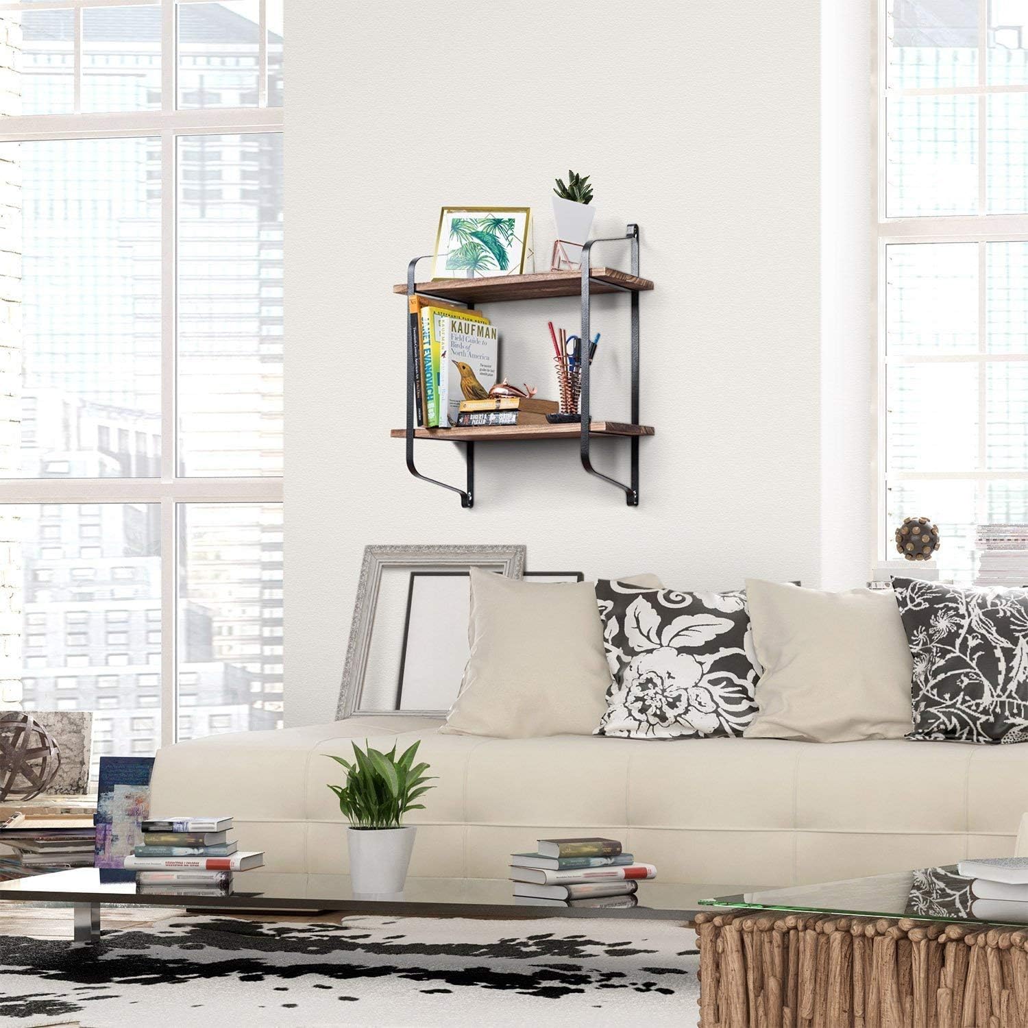 Love-KANKEI Floating Shelves Decorative 2 Tier Wall Shelves in Retro ...