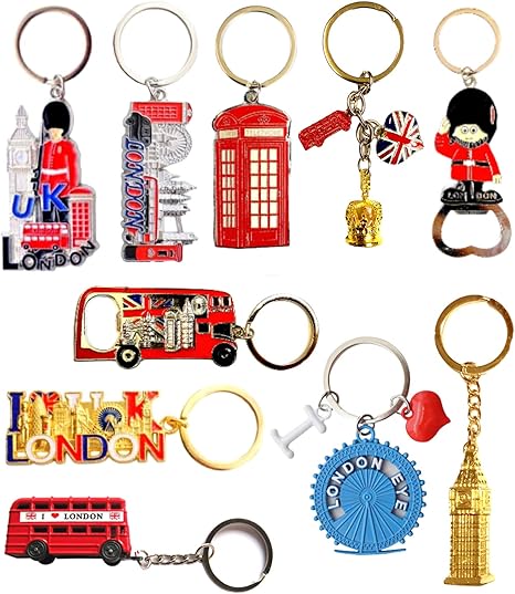 10 x Best Mix of Great British Keyrings London Icons Union Jack Brelock ...