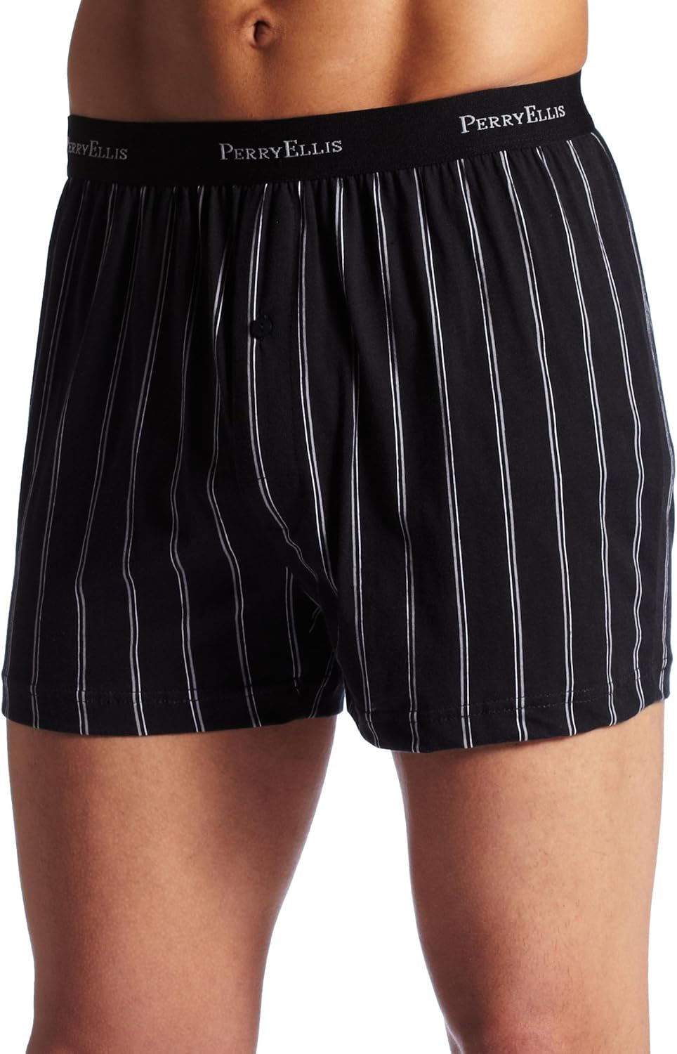 Perry Ellis Men's Knit Stripe Printed Boxer, Black, Medium at Amazon ...