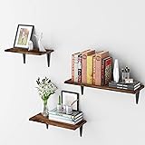 Amazon.com: BAMEOS Floating Shelves, Rustic Wood Wall Storage Shelves, Wall Mounted Shelf ...