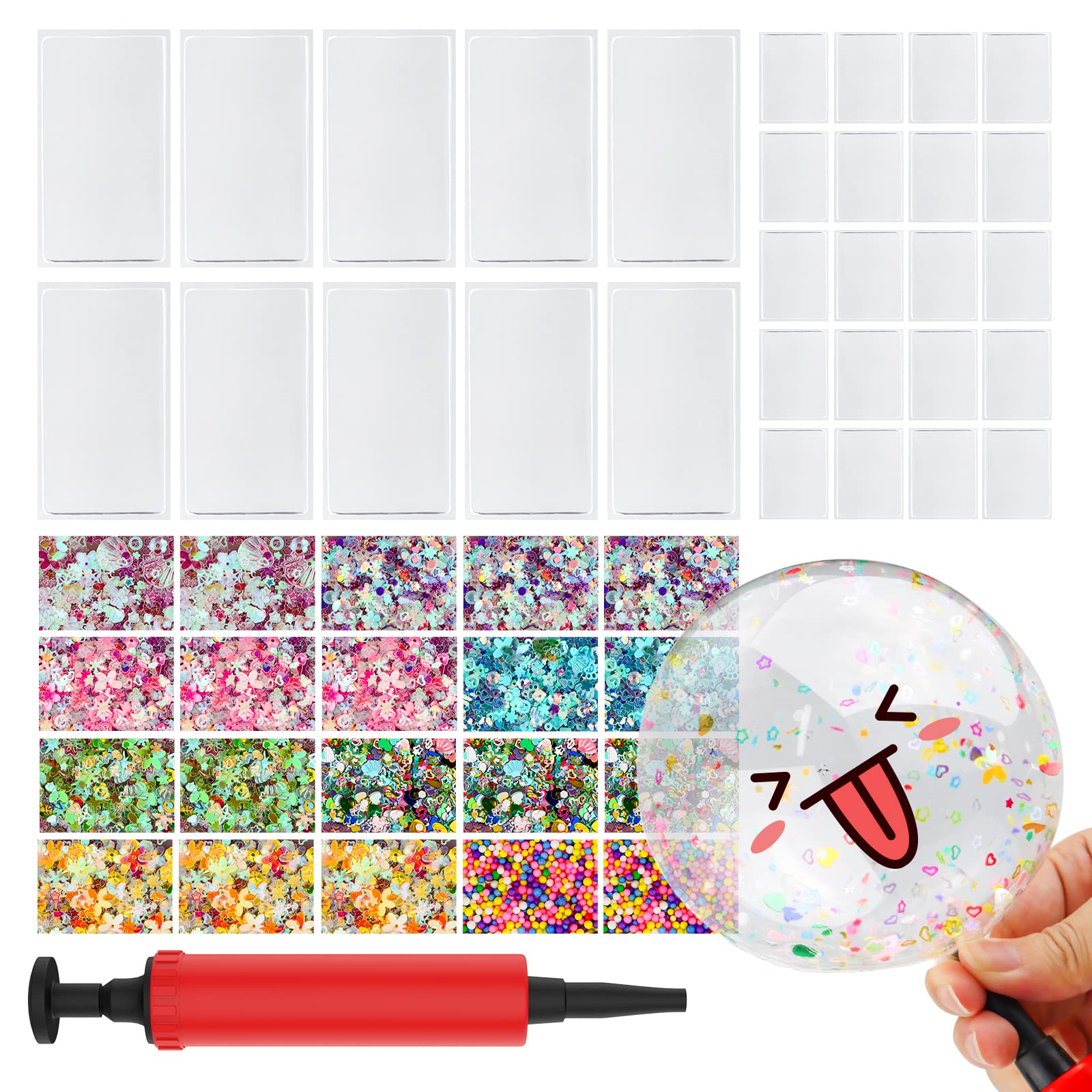 Mua 51 Pcs Nano Tape Bubbles Kit with Balloon Inflator, Double Sided ...