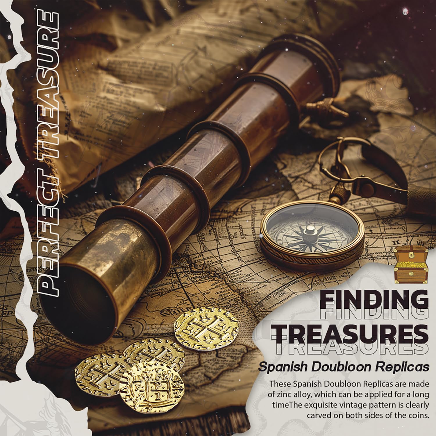Mua v2croft 35 Metal Pirate Coins Gold, Gold Treasure Coin Set, Metal ...