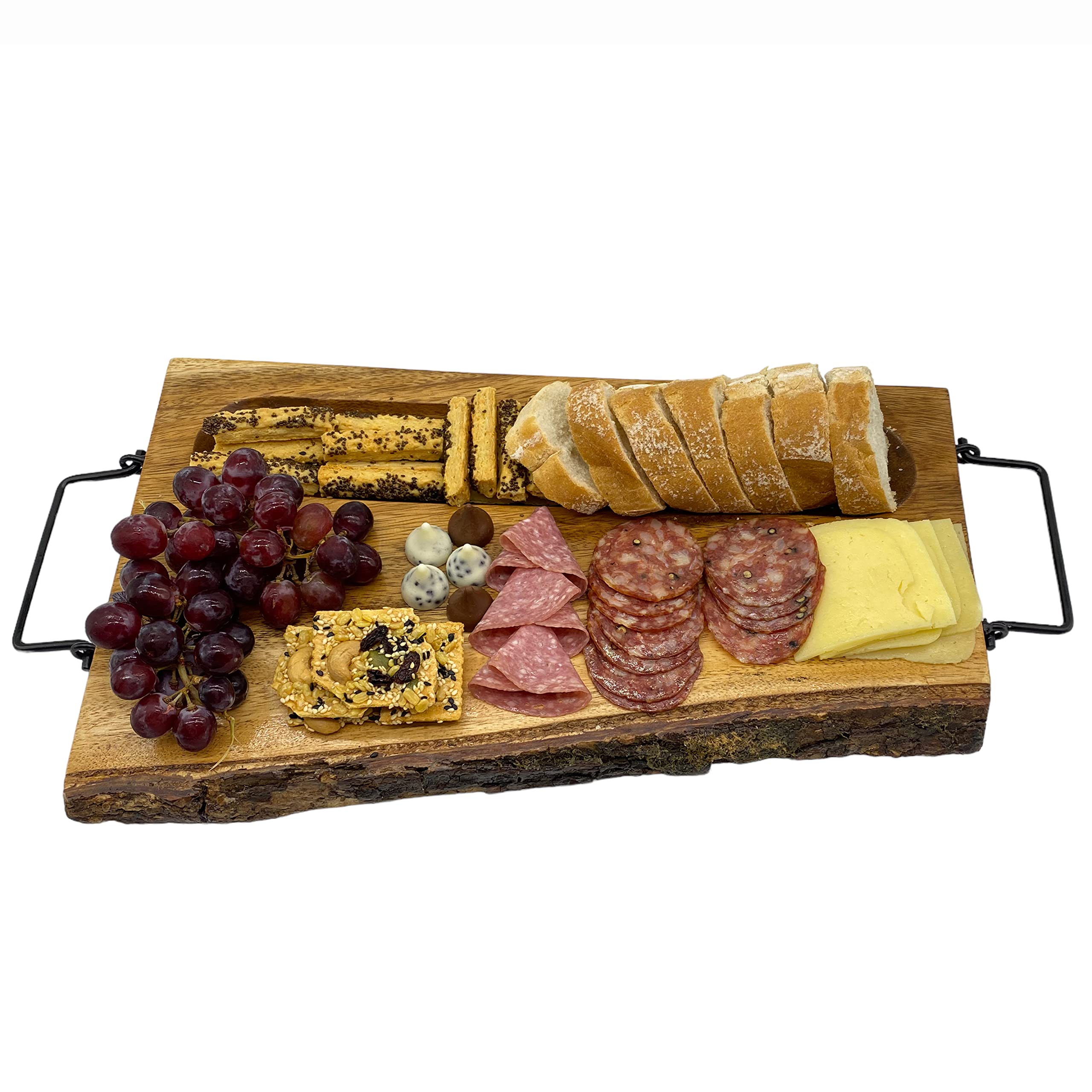 WRIGHTMART Charcuterie Board, Rustic, Acacia Wood Live Edge Serving ...