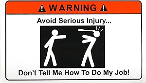 Amazon.com: Avoid Injury Warning Sticker, Decal, Funny, Adult Work ...
