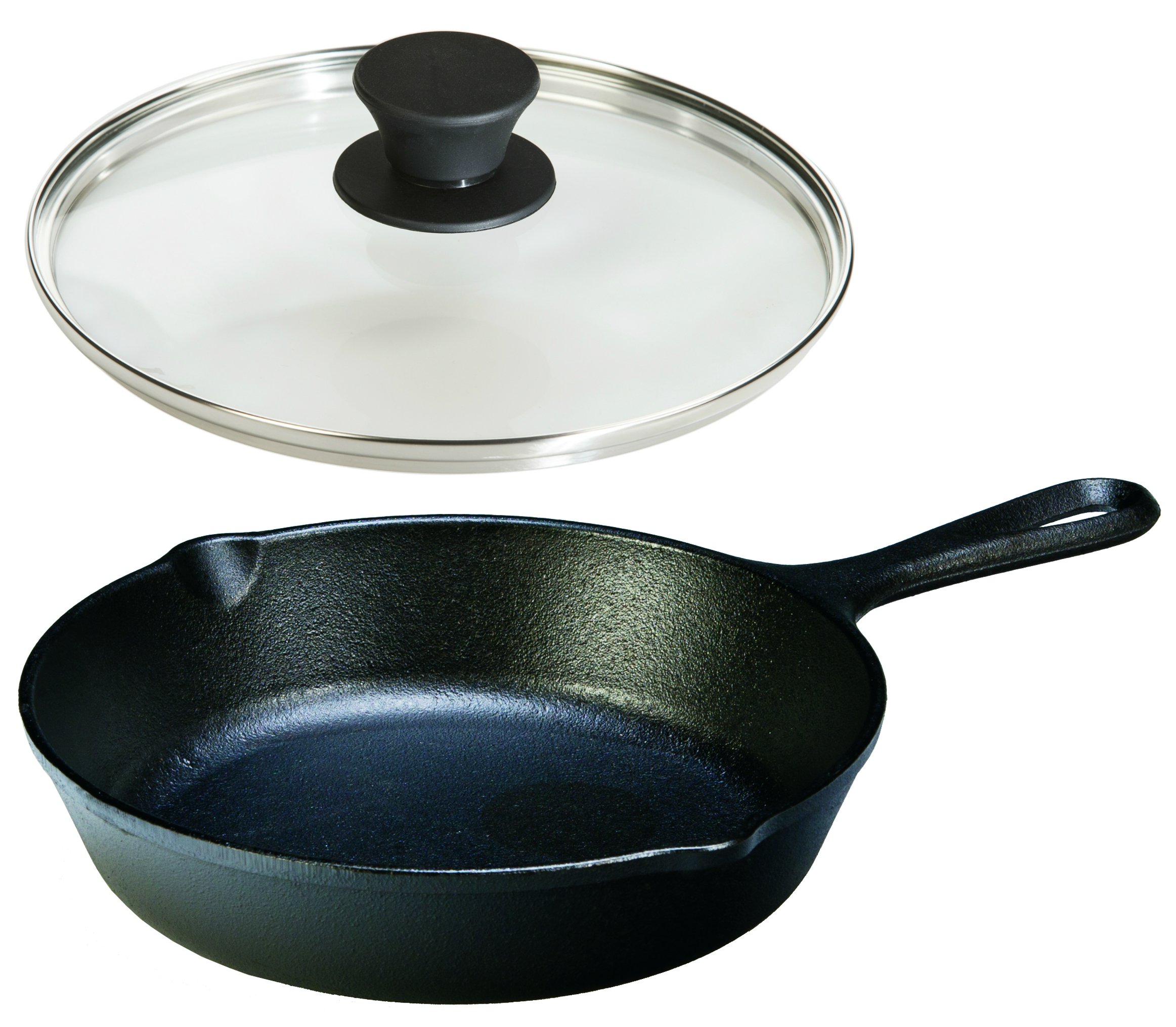 Lodge Seasoned Cast Iron Skillet with Tempered Glass Lid (8 Inch ...