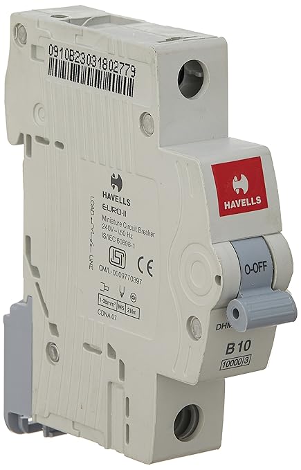 Buy Havells DHMGBSPF010 PVC Plastic 10A MCB SP B Curve (White) Online at Low Prices in India ...