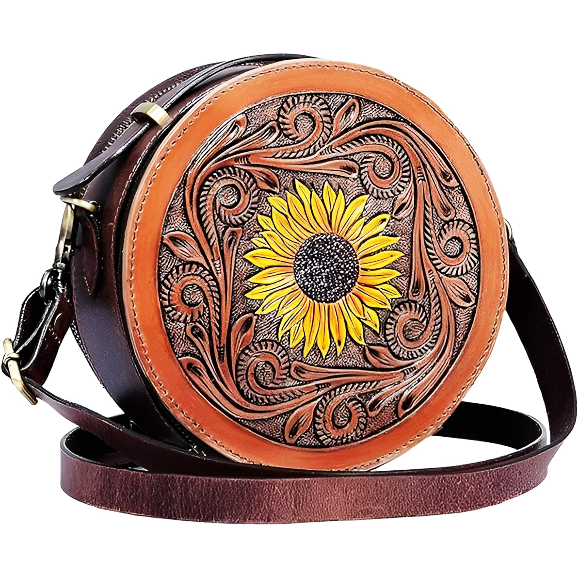 Leather Purse with Adjustable Strap – Genuine Tooled Leather Purse ...