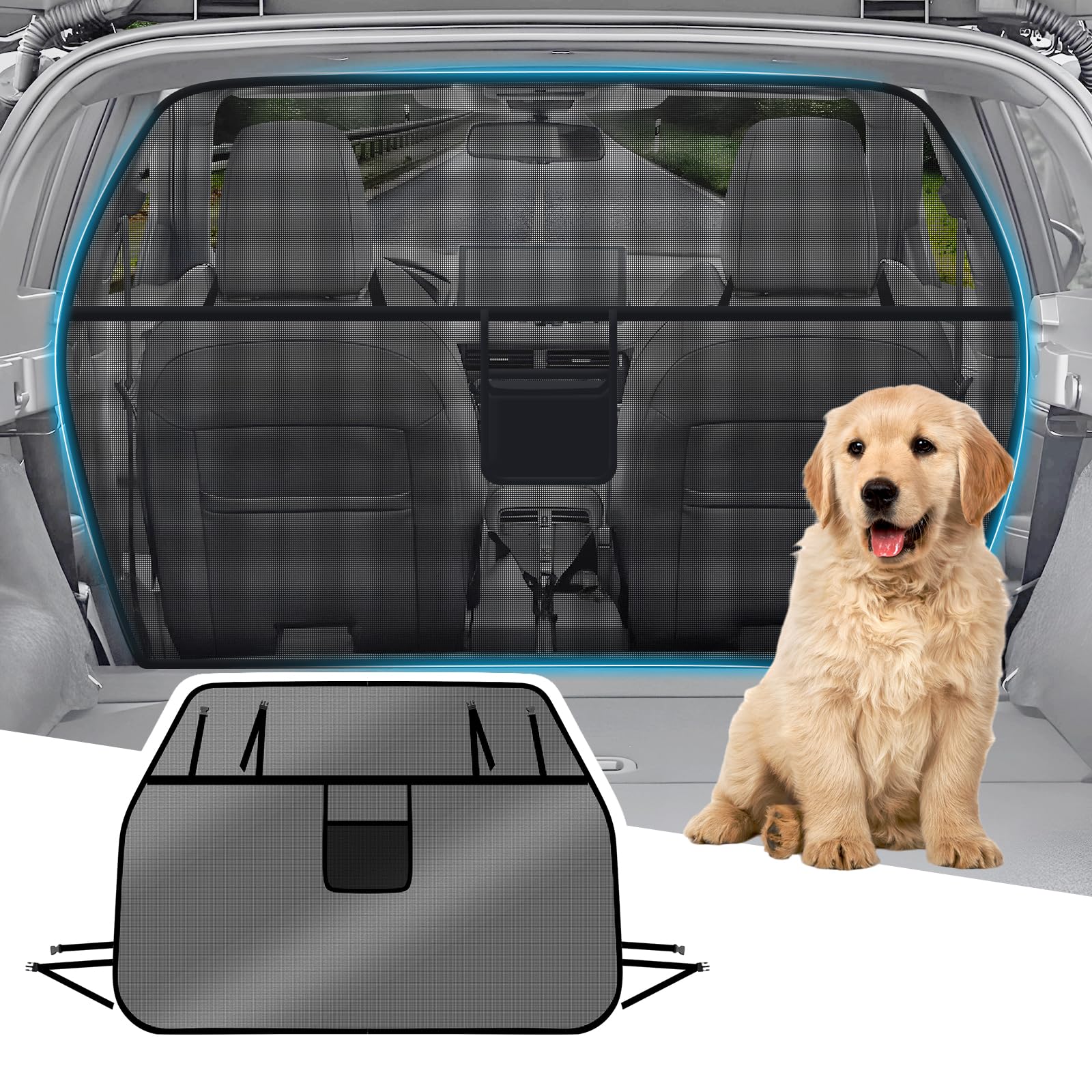Automiim Foldable Dog Car Barrier One-Piece Design, 51.2" Wide Dog Car ...