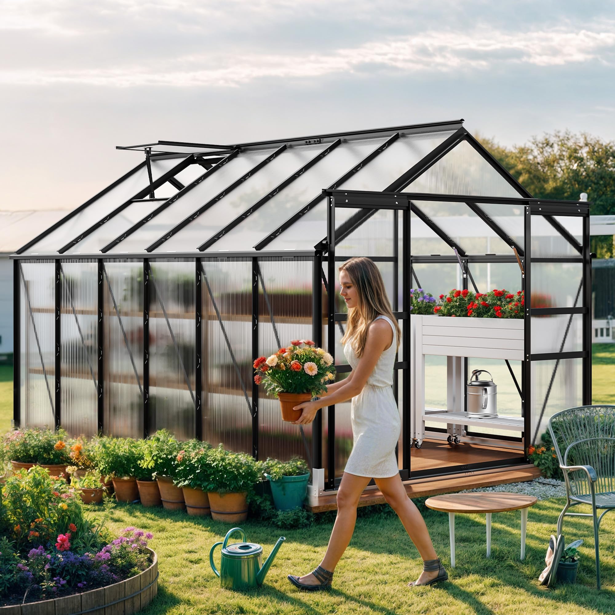 YITAHOME 8x12FT Polycarbonate Greenhouse Large Heavy Duty Green Houses ...