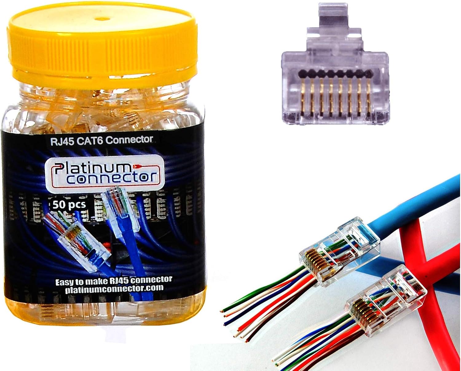 Platinum Connector CAT6a CAT6 23AWG Cable Connector (100 Pieces) – RJ45 ...