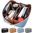 Amazon.com : stona Travel Makeup Bag for Women, Large Capacity PU Leather Waterproof Checkered ...