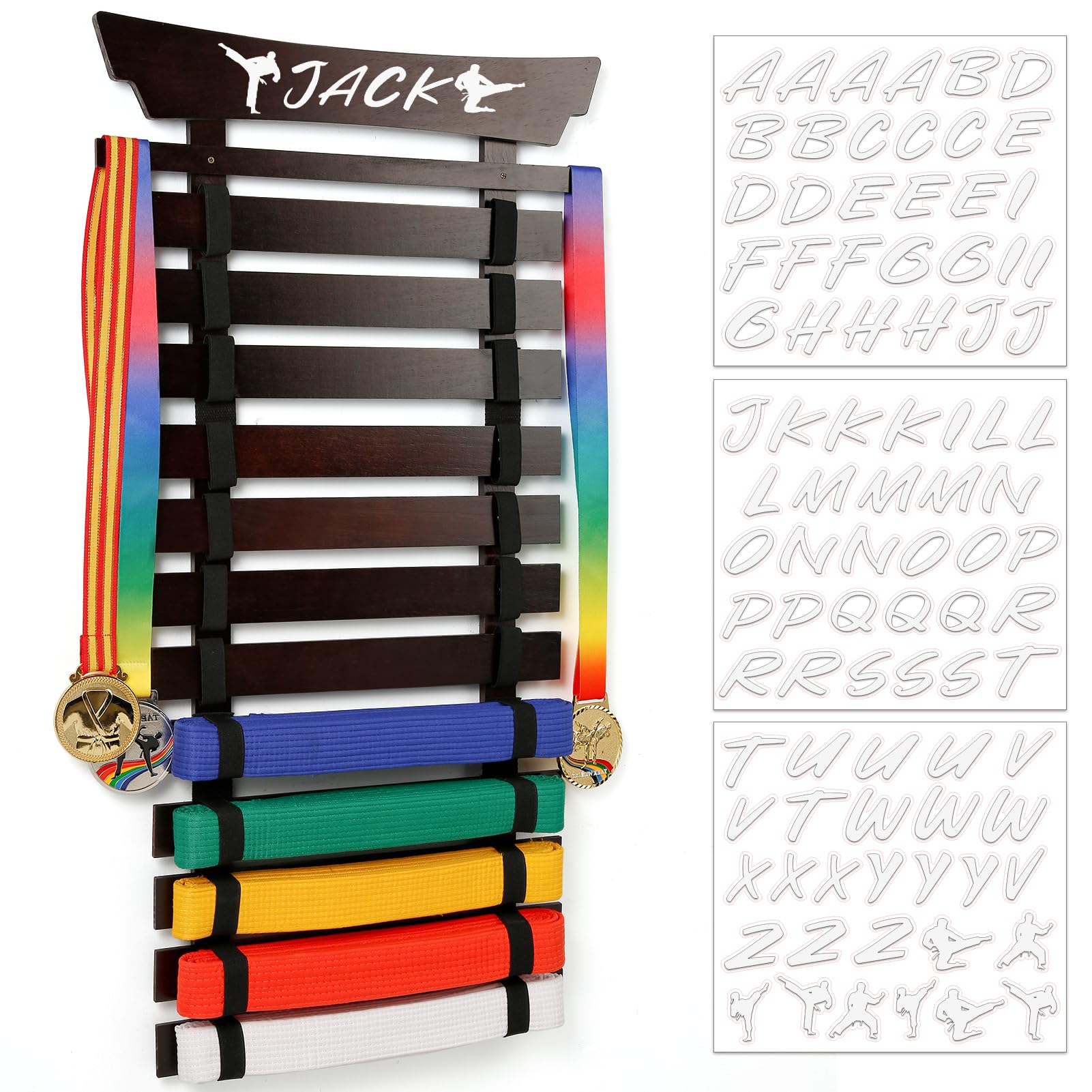 Mua 12 Belts Karate Belt Display Rack with Stickers, Martial Arts Belt ...