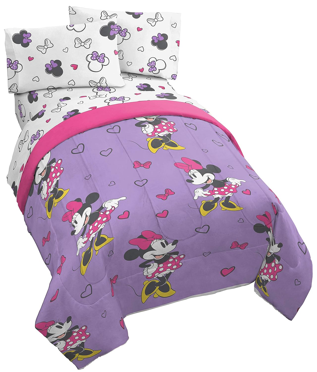 Amazon.com: Jay Franco Disney Minnie Mouse Purple Love Twin Comforter ...