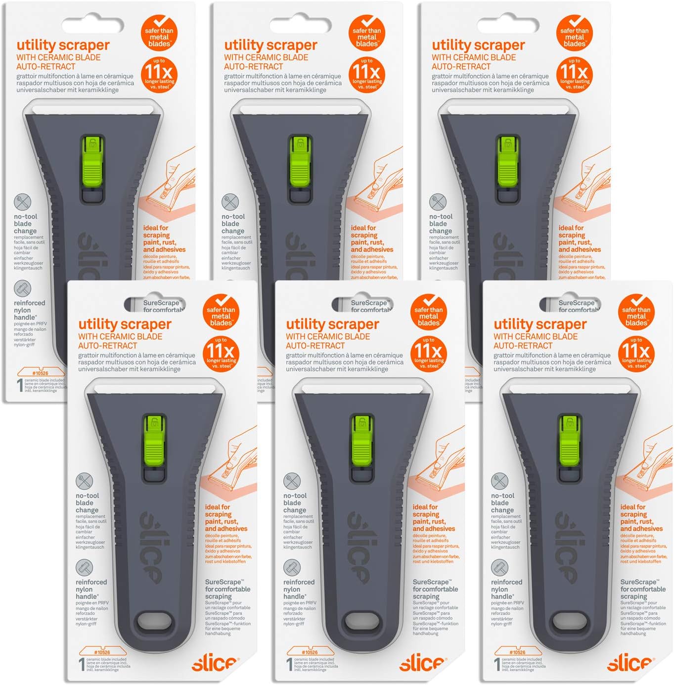 10593-CS Auto-Retracting, Utility Scraper, Locking Ceramic Blade, Rust ...