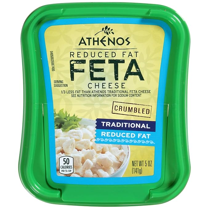 Athenos Traditional Reduced Fat Crumbled Feta Cheese (5 oz Tub): Amazon ...