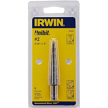 Irwin 10232 Unibit 3/16-Inch to 1/2-Inch 1/4-Inch Shank Step Drill Bit ...