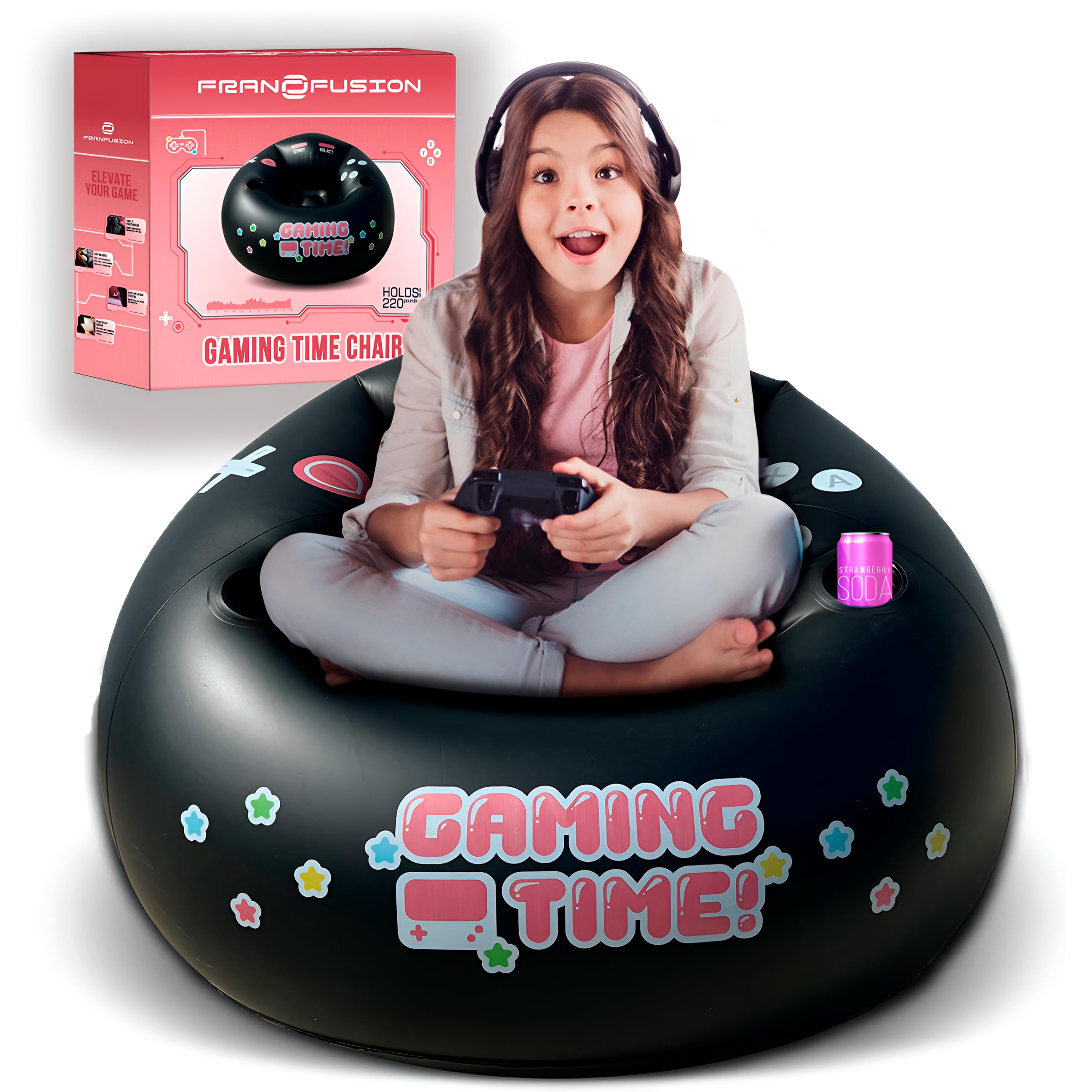 Inflatable Gaming Chair for Kids & Teens with Cup Holders and Side ...