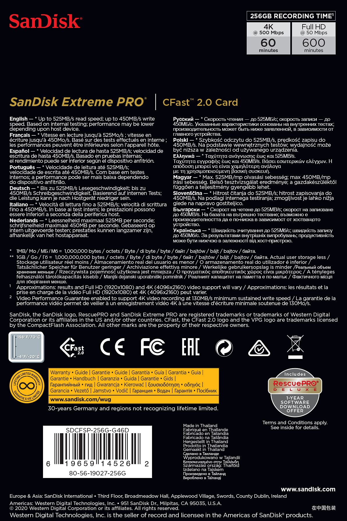 Mua SanDisk 256GB Extreme PRO CFast 2.0 Memory Card - SDCFSP-256G-G46D ...