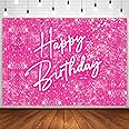 Amazon.com : InMemory Shiny Pink Neon Happy Birthday Backdrop for Lady Girls Women Princess ...