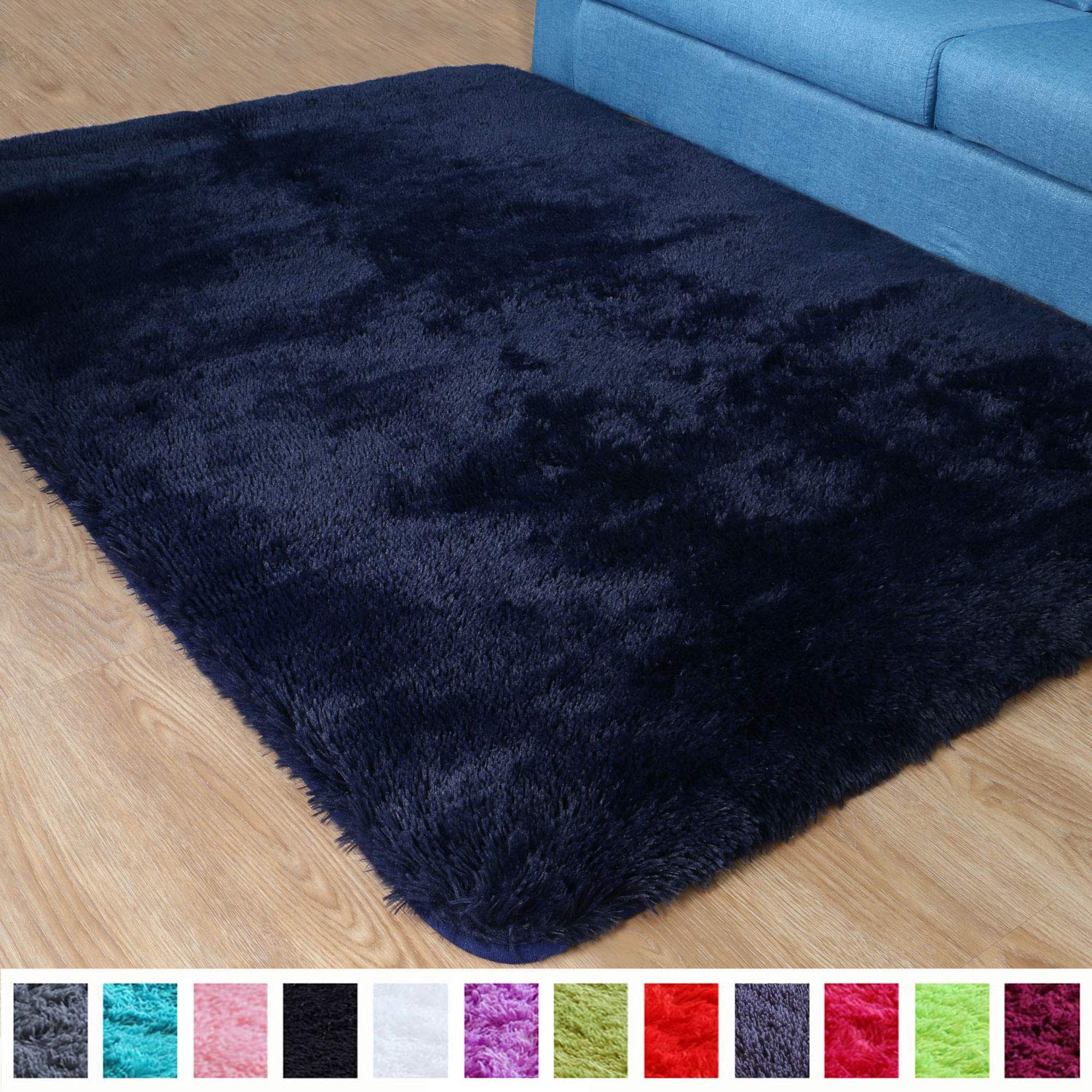 Navy Blue Shag Rug 4 X 5 3 Ft Soft Fluffy Velvet Fabric Indoor Room navy-blue-shag-rug-4-x-5-3-ft-soft-fluffy-velvet-fabric-indoor-room
