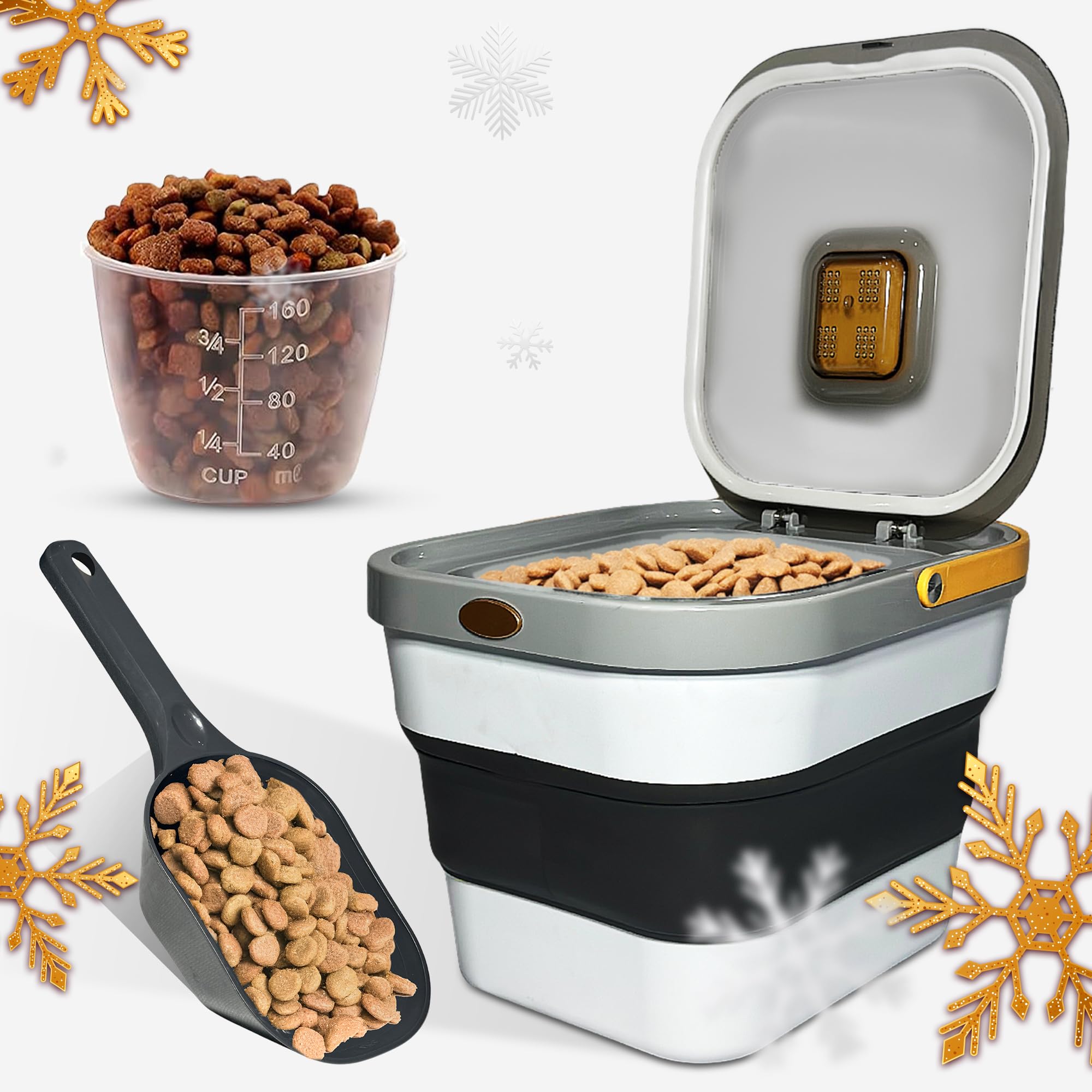 Dog Food Storage Container Up to 13lb, Airtight Collapsible Pet Food ...