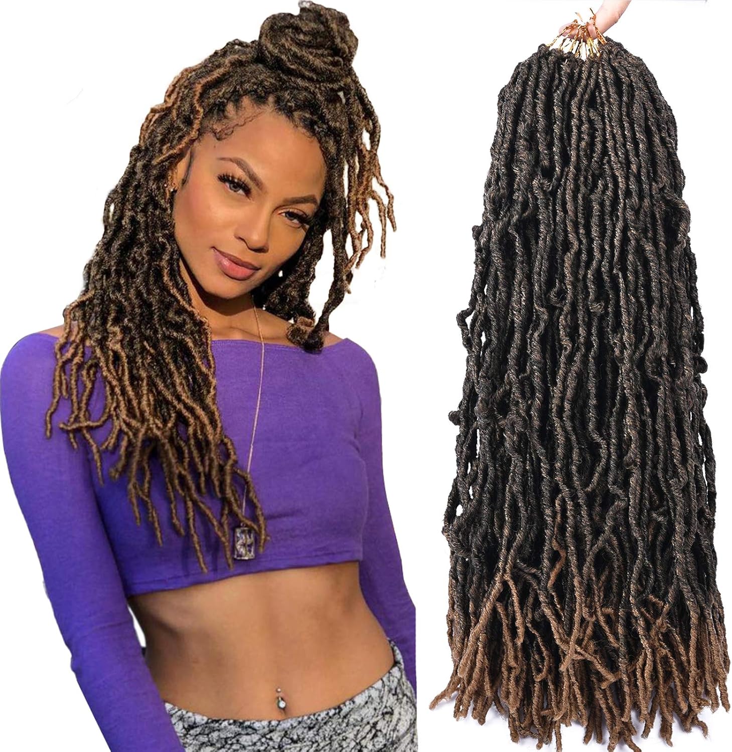 7 Packs/lot Faux Locs Crochet braids Nu Locs Crochet Hair 18inch Soft ...