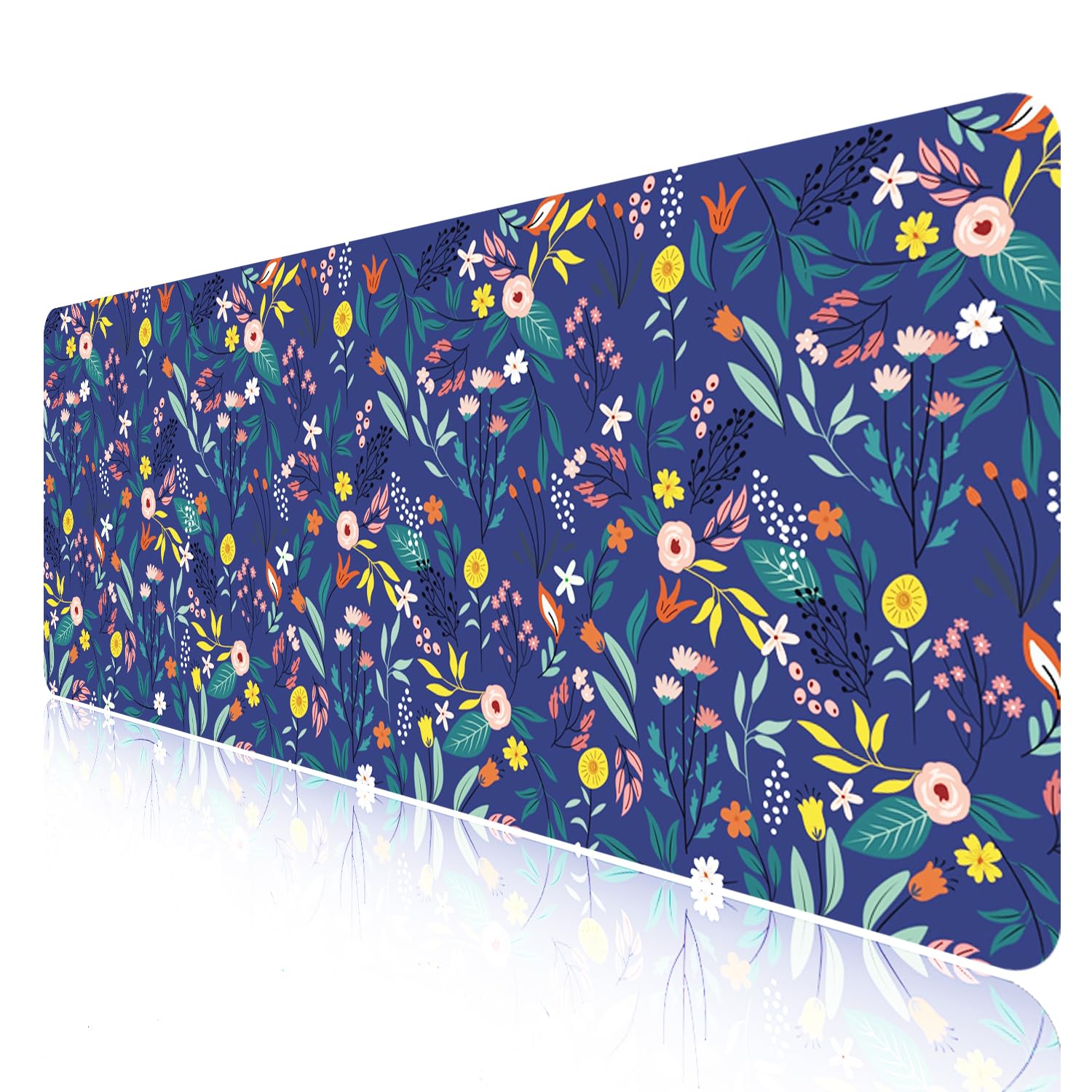 HGWALP Large Keyboard Gaming Mouse Pad Pretty Blue Floral with Anti ...