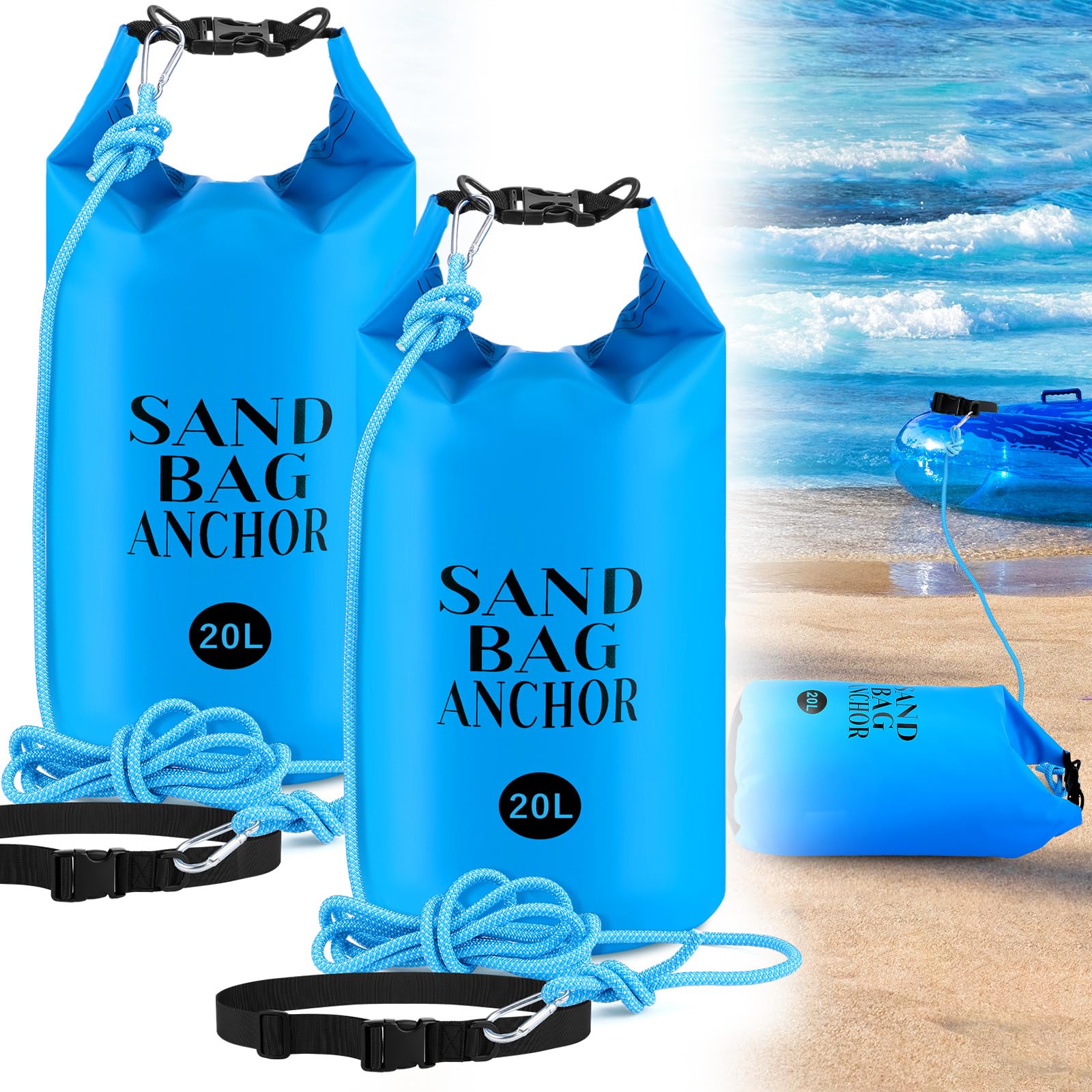 ShinyRelief 2 Set 20L Float Anchor Kit 2 in 1 PWC Sand Anchor Bags with ...