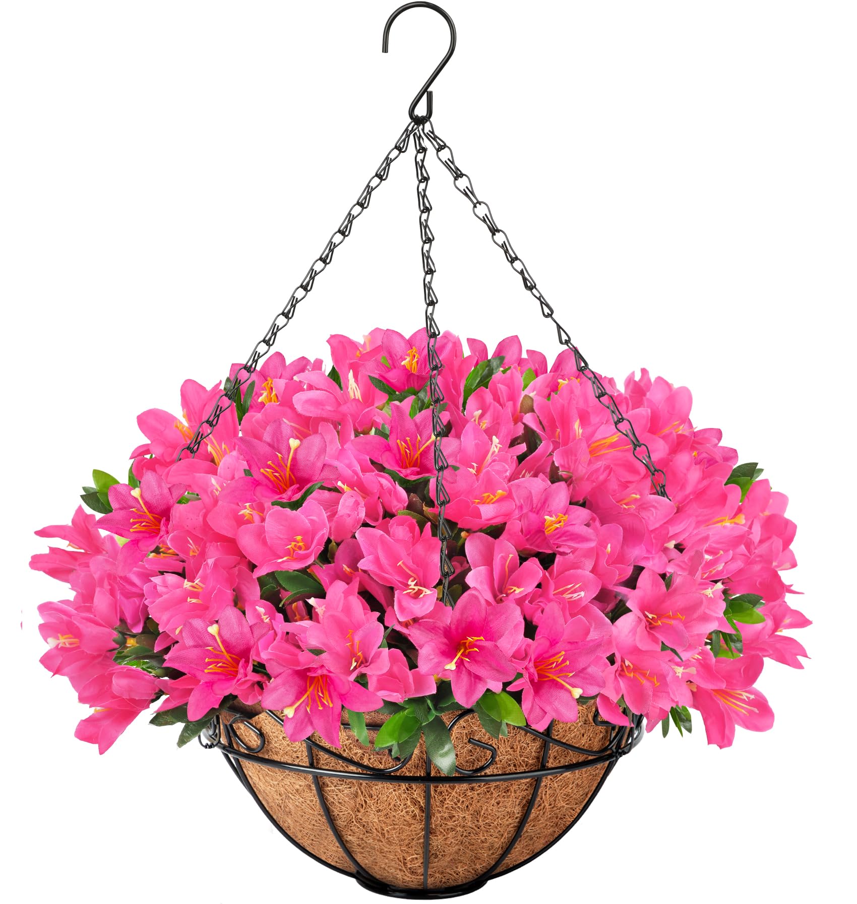 Ouddy Decor Artificial Hanging Flowers, Fake Silk Azalea Plants with ...