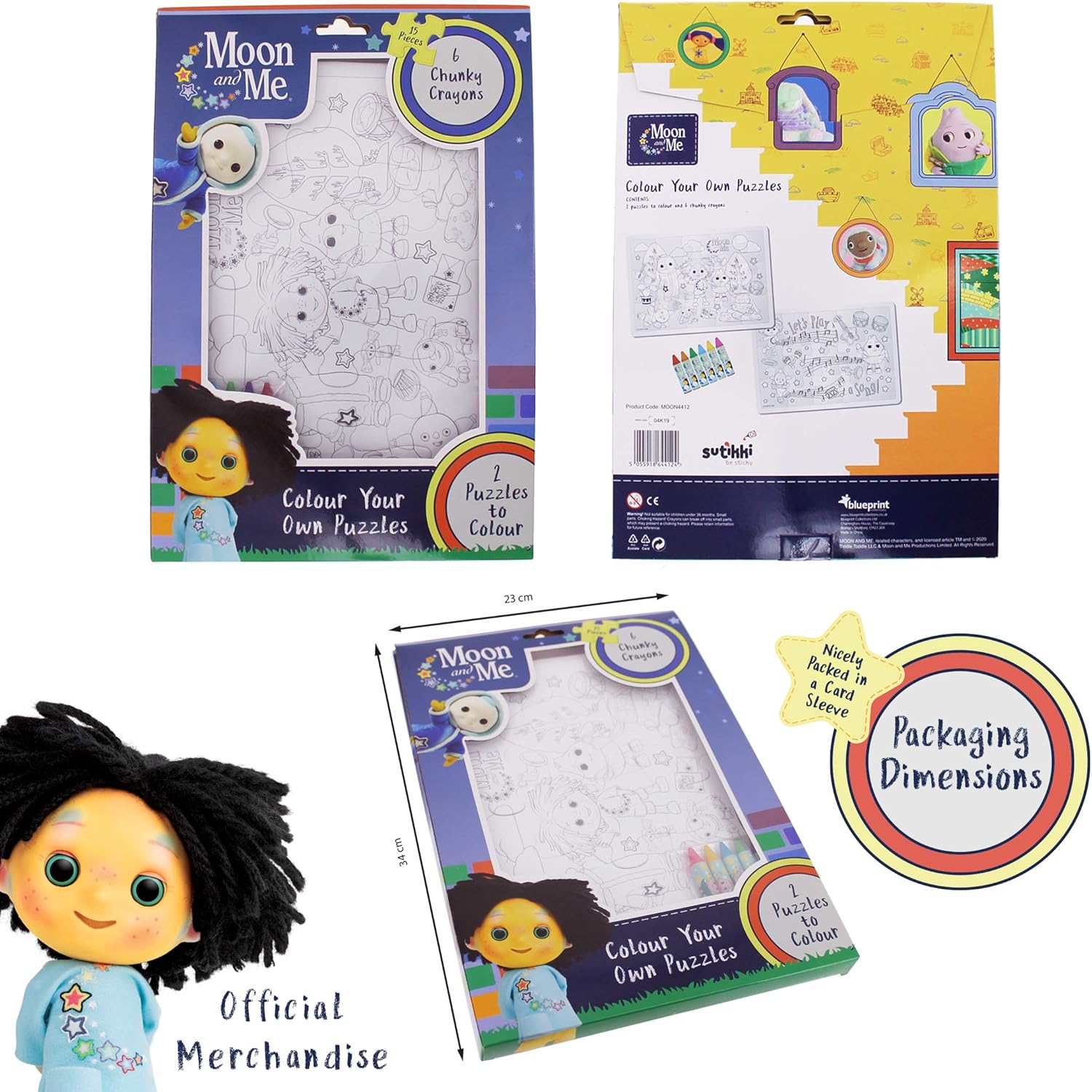 Moon and Me Colour In Jigsaw Puzzles for Children | Includes 6 x Chunky ...