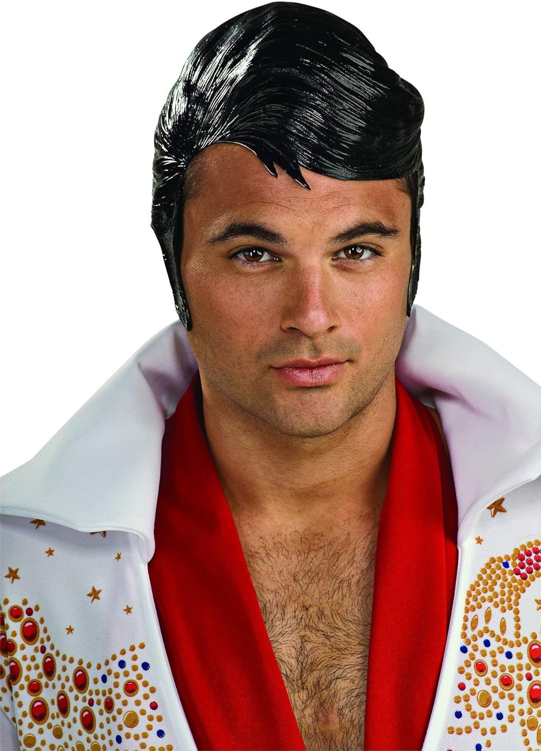 Amazon.com: Elvis Rubber Wig with Sideburns Adult, One-Size, Black ...
