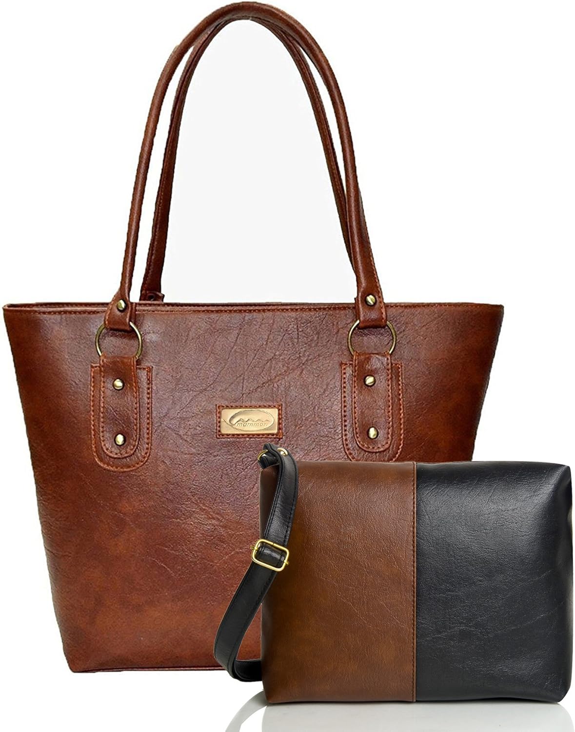 Mammon Women's Leatherette Handbag and Sling Bag Combo (40x30x10 CM ...