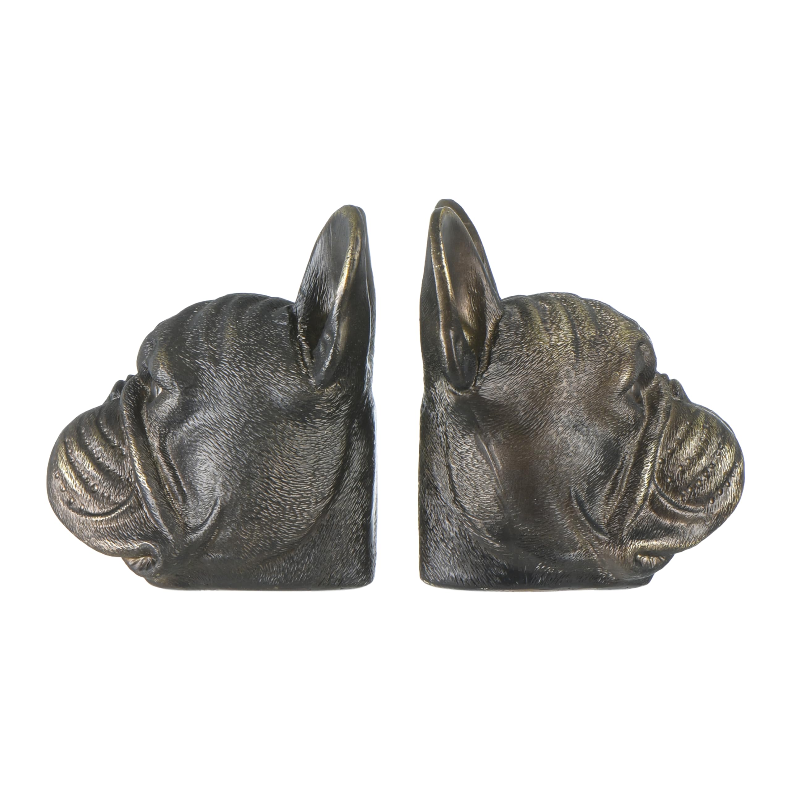 Creative Co-Op Decorative Antique Resin Dog Head Bookends, Bronze, Set ...
